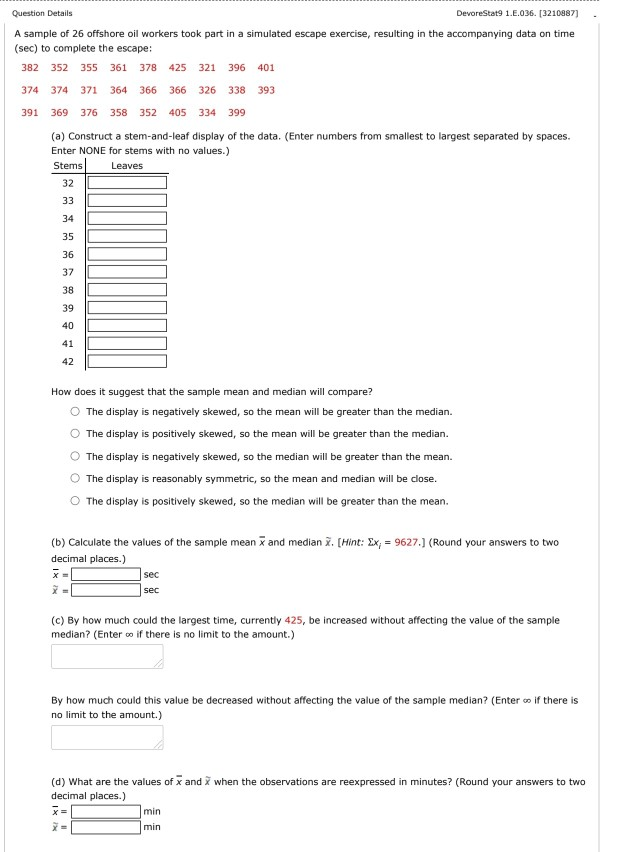 Solved Question Details DevoreStat 1.8.036. [3210987) A | Chegg.com