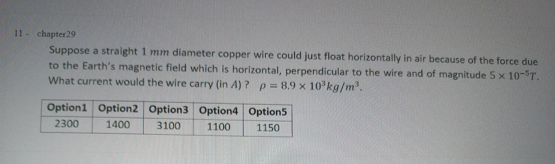 Solved chapter 29 Suppose a straight 1 mm diameter copper | Chegg.com