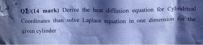 Solved Q3//(14 mark) Derive the heat diffusion equation for | Chegg.com