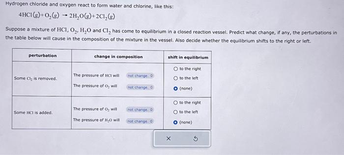 Solved Hydrogen chloride and oxygen react to form water and | Chegg.com
