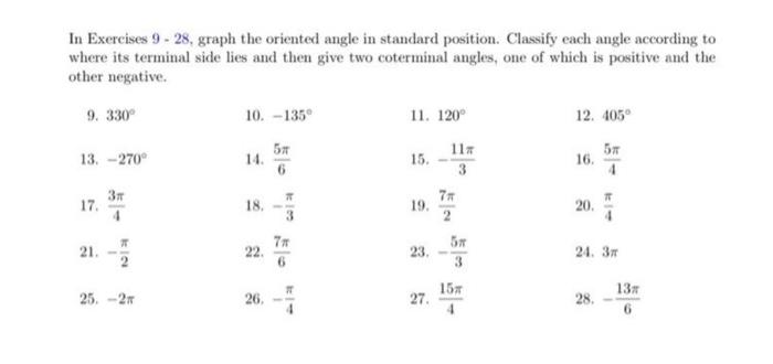 Solved In Exercises 9−28, graph the oriented angle in | Chegg.com