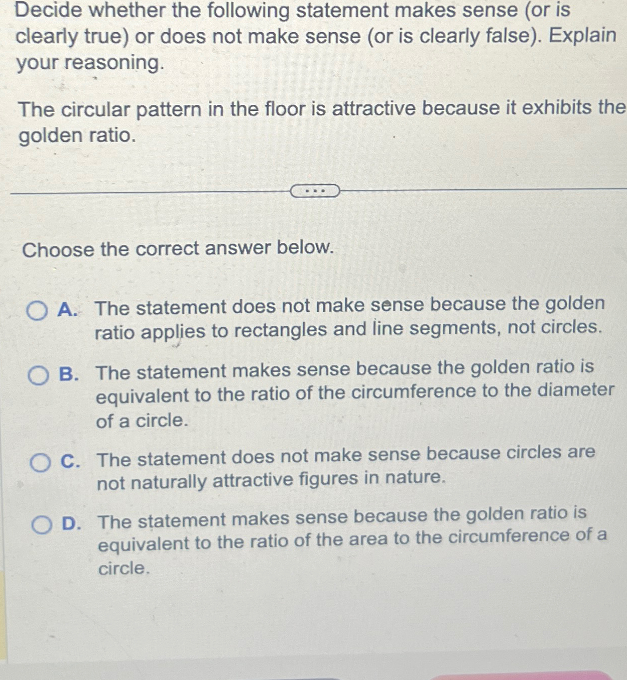 Solved Decide whether the following statement makes sense | Chegg.com