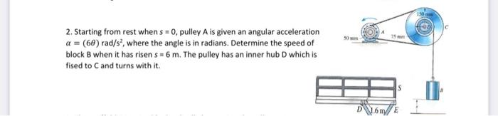 Solved 2. Starting from rest when s=0, pulley A is given an | Chegg.com