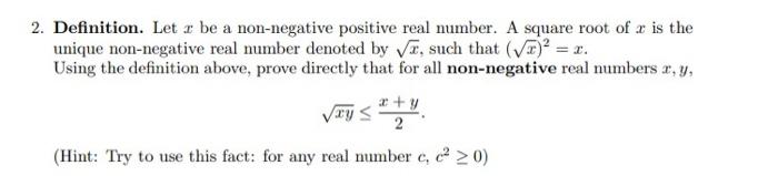 Solved 2. Definition. Let be a non-negative positive real | Chegg.com