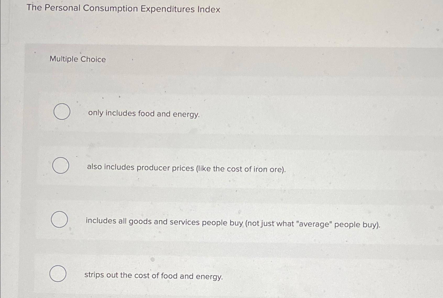 Solved The Personal Consumption Expenditures IndexMultiple | Chegg.com