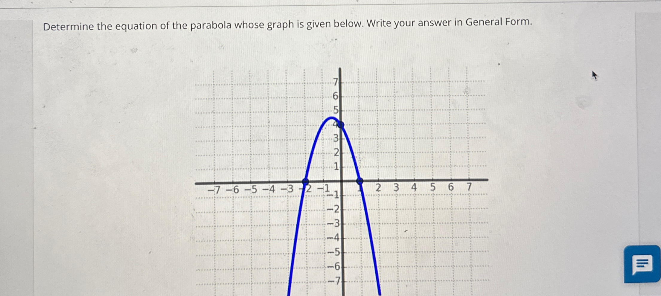 Solved Determine the equation of the parabola whose graph is | Chegg.com