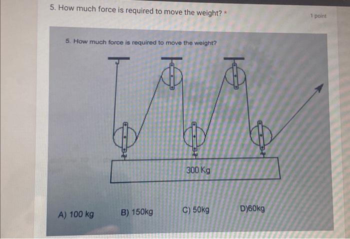 Solved 5 How Much Force Is Required To Move The Weight