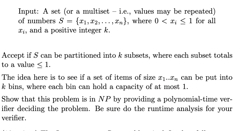 Solved consider the problem below ﻿Input: A set (or a | Chegg.com