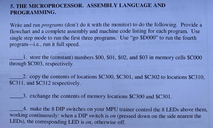5. THE MICROPROCESSOR. ASSEMBLY LANGUAGE AND | Chegg.com