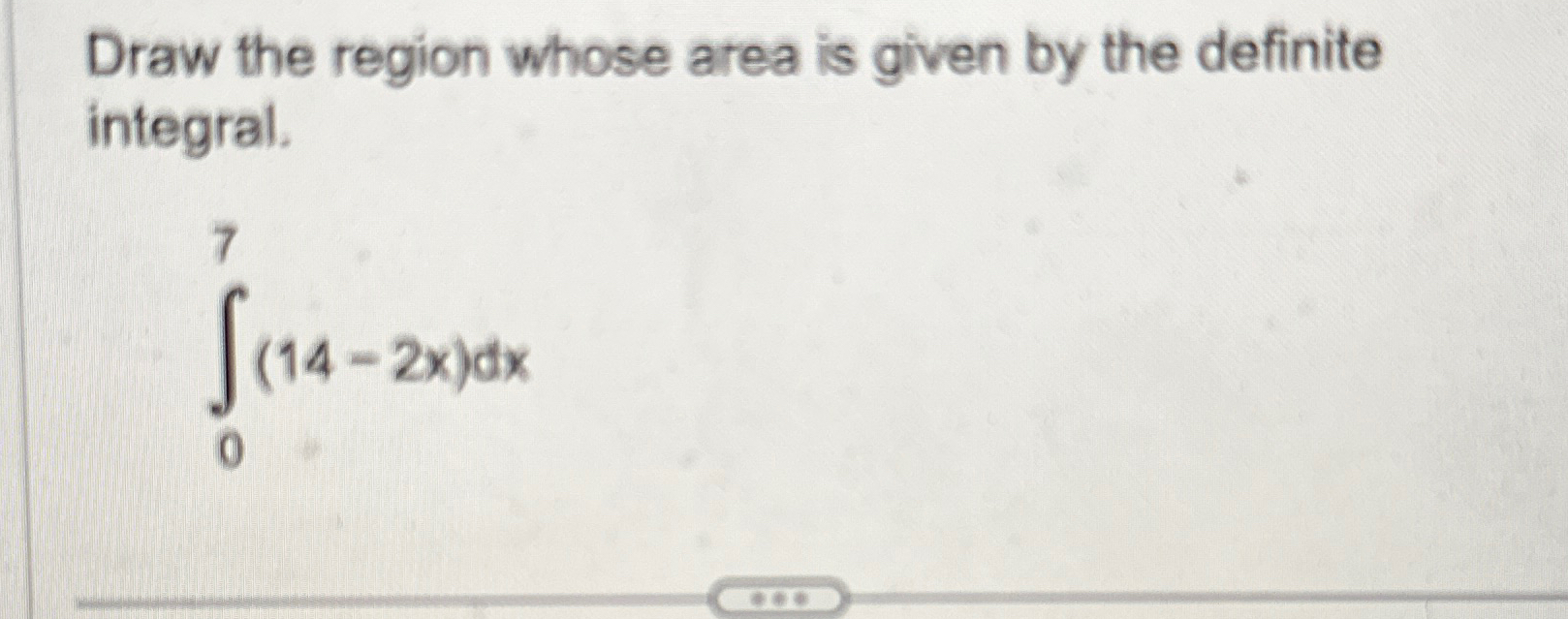 Solved Draw the region whose area is given by the definite | Chegg.com
