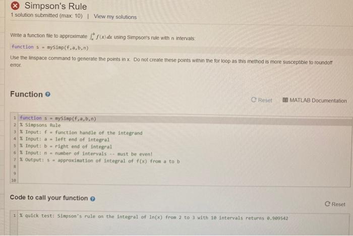 Solved * Trapezoid Rule 1 solution submitted (max 10) | View | Chegg.com