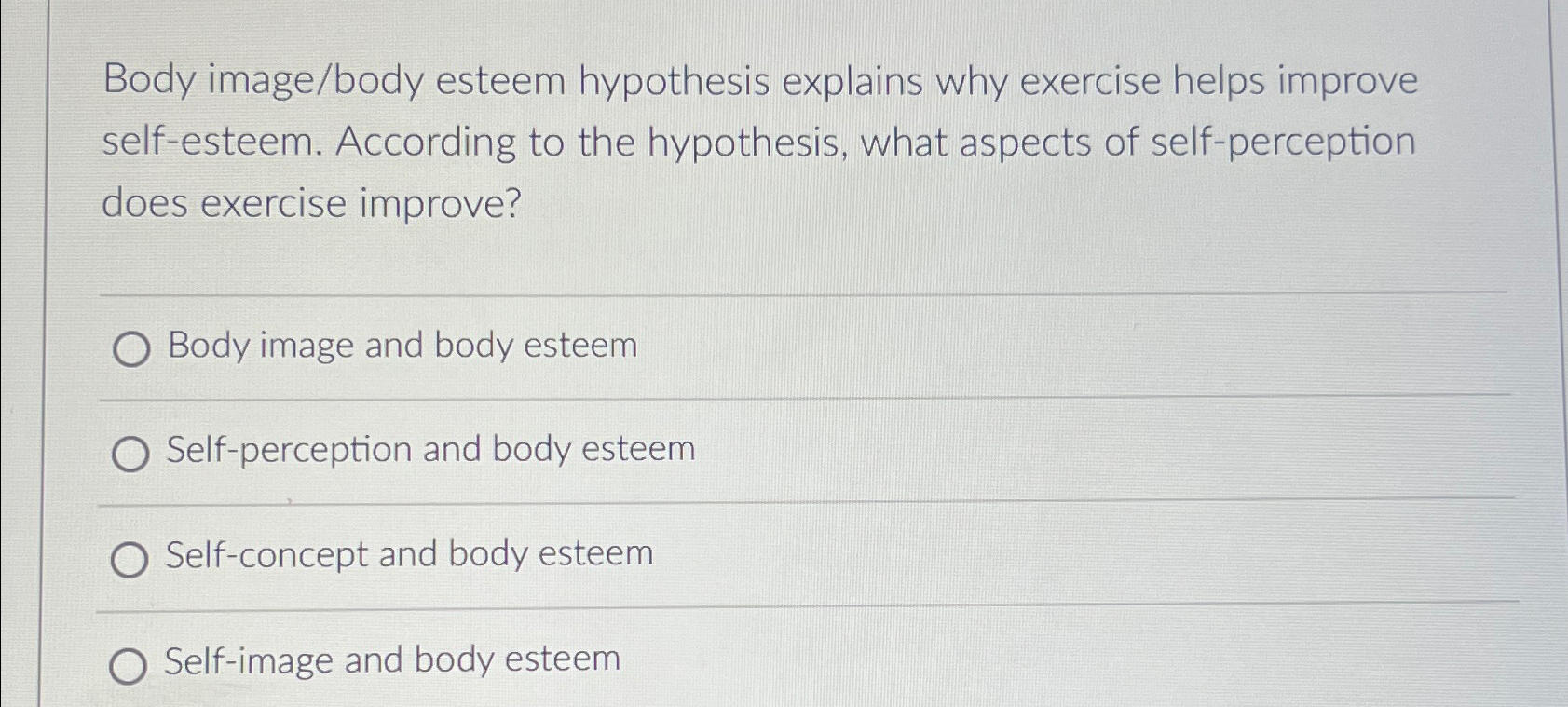Solved Body image/body esteem hypothesis explains why | Chegg.com