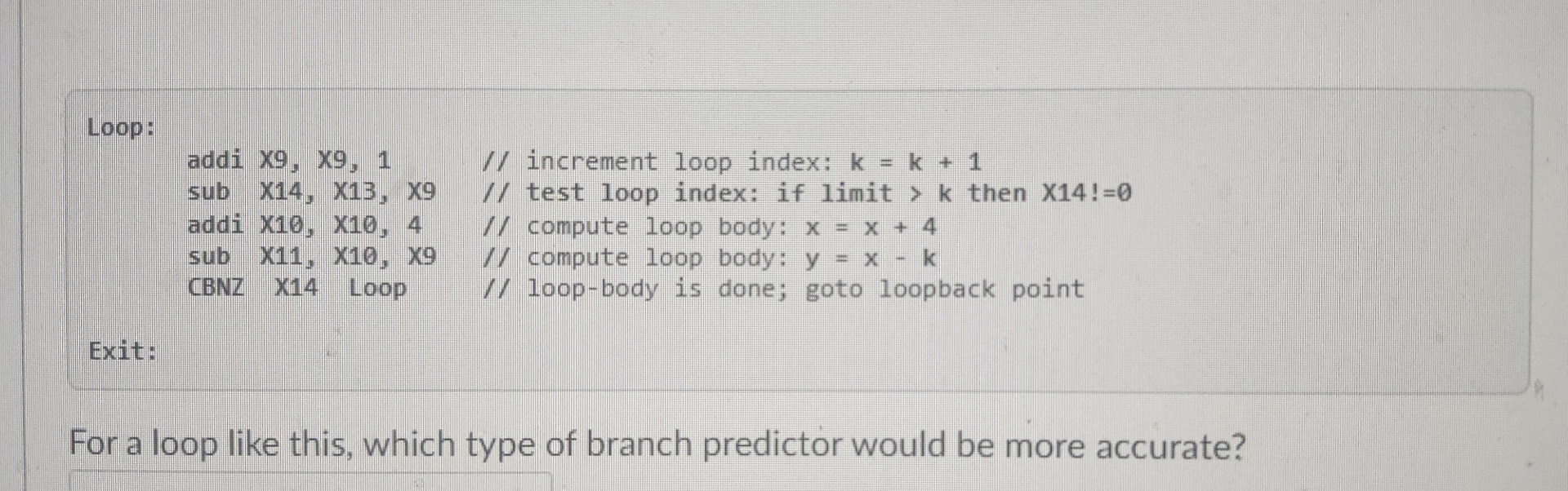 Solved Loop:addi X9, ﻿X9, 1,?? ﻿increment loop index: | Chegg.com