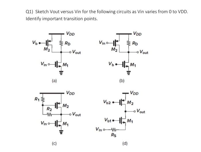 Solved Q1) Sketch Vout versus Vin for the following circuits | Chegg.com