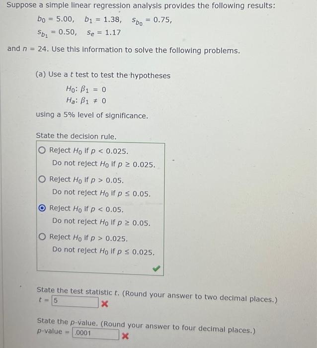 Solved Suppose a simple linear regression analysis provides | Chegg.com