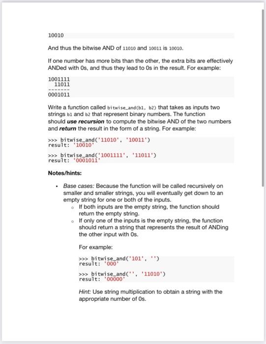 Solved Problem 3: Recursive operations on binary numbers 30 | Chegg.com
