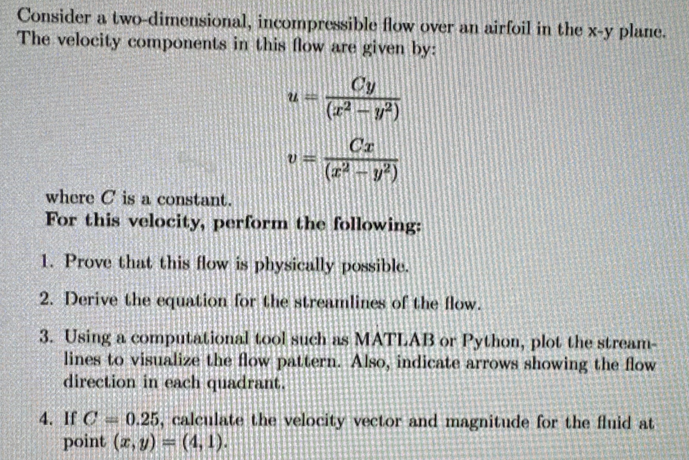 Solved Consider a two-dimensional, incompressible flow over | Chegg.com
