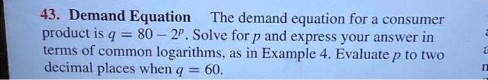 Solved 43. Demand Equation The demand equation for a | Chegg.com