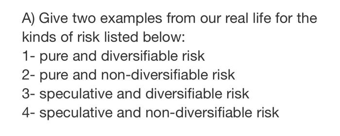 Solved A) Give two examples from our real life for the kinds | Chegg.com