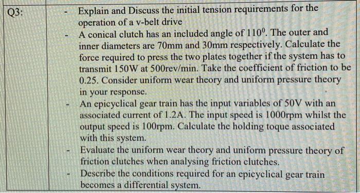 Solved Explain and Discuss the initial tension requirements | Chegg.com