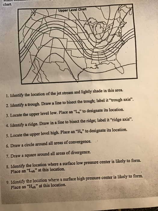 Solved chart. Upper Level Chart 1. Identify the location of | Chegg.com