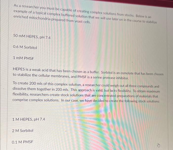 Solved example of a typical complex buffered solution | Chegg.com