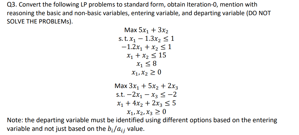 Solved Convert the following LP problems to standard form, | Chegg.com