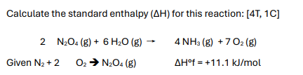 Solved Calculate the standard enthalpy (\Delta H) ﻿for this | Chegg.com