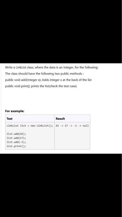 Solved Write A Linklist Class Where The Data Is An Integer