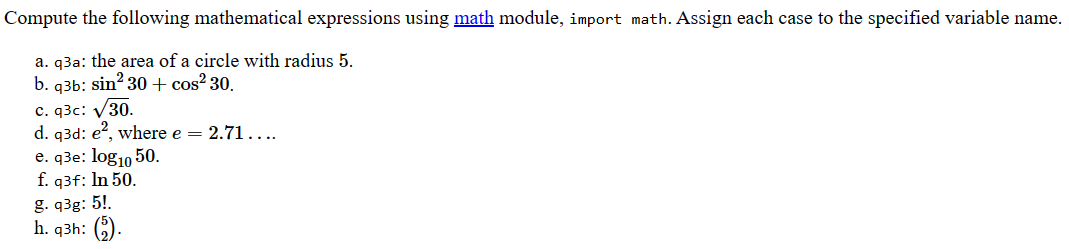Compute The Following Mathematical Expressions Using 9802