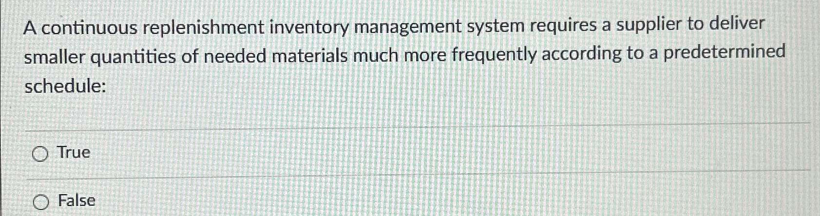 Solved A continuous replenishment inventory management | Chegg.com