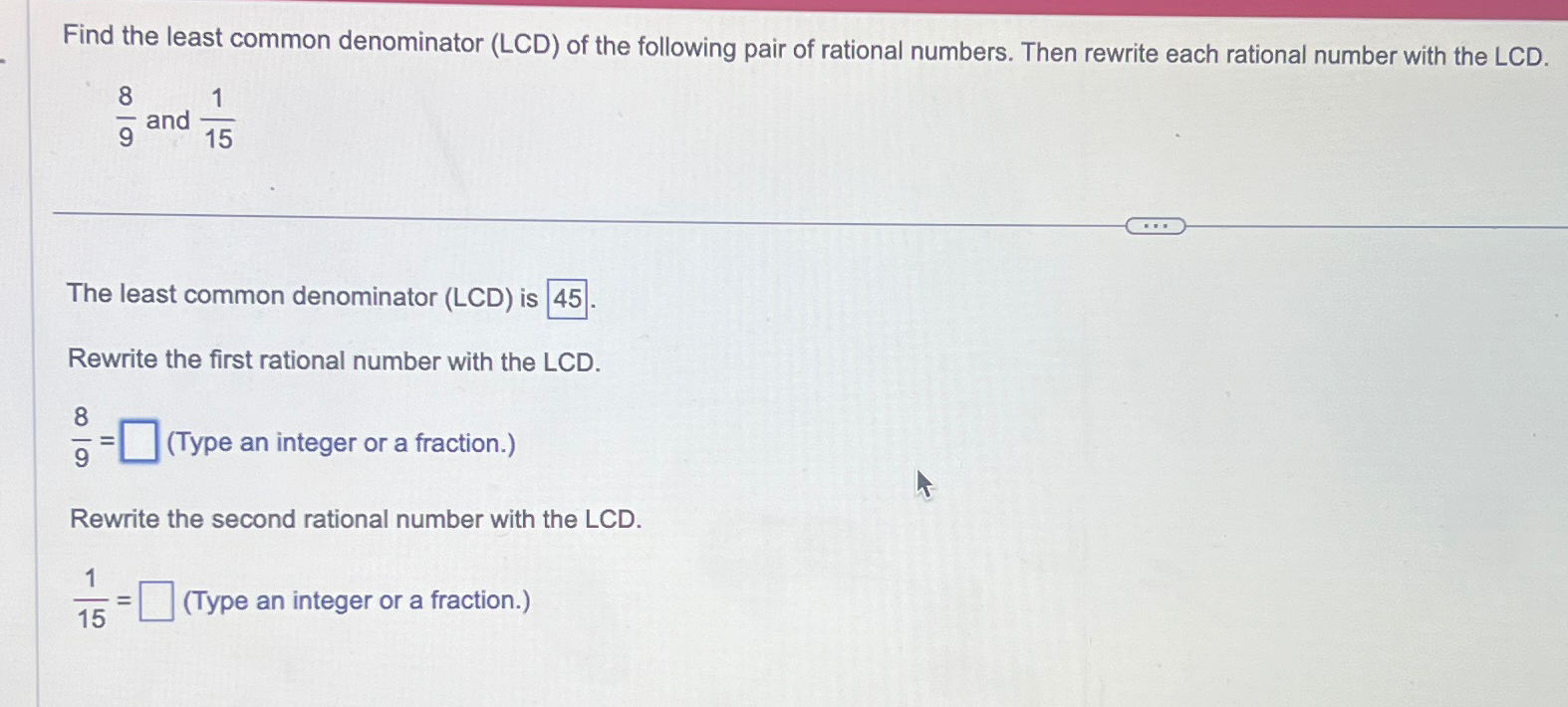 Solved Find The Least Common Denominator Lcd ﻿of The