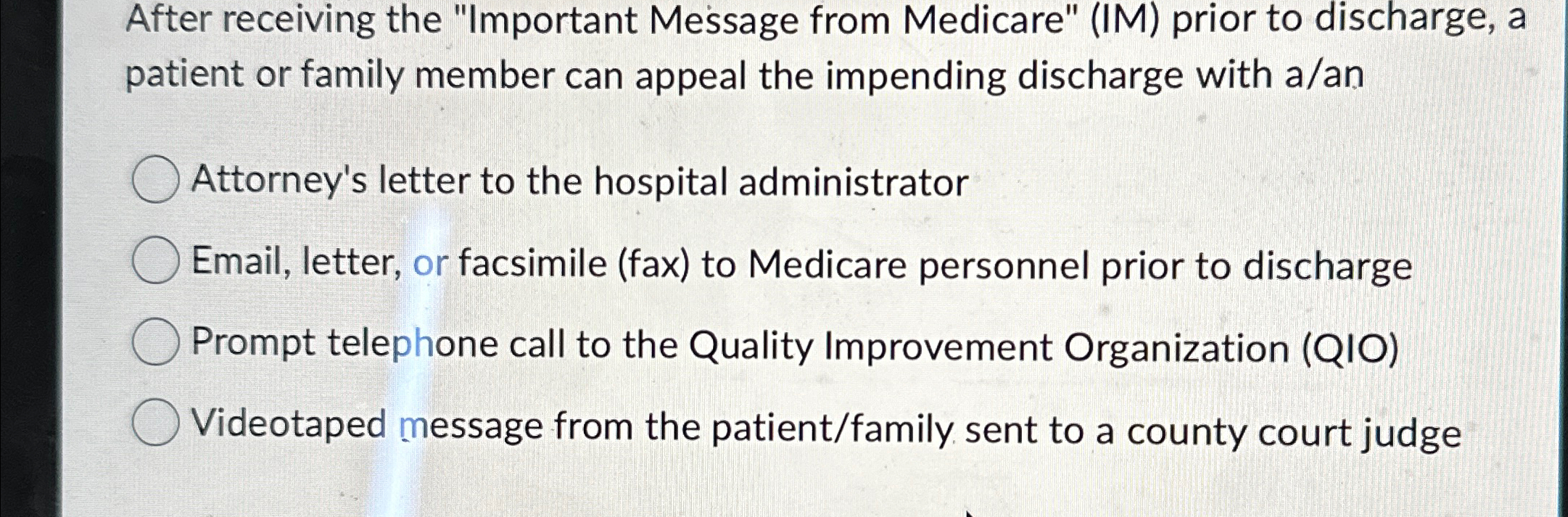 Solved After receiving the "Important Message from Medicare" | Chegg.com