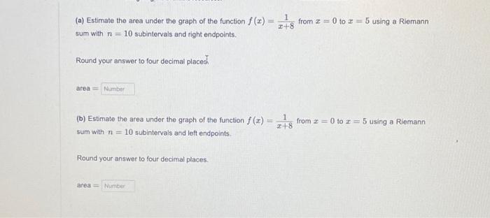 Solved (a) Estimate the area under the graph of the function | Chegg.com