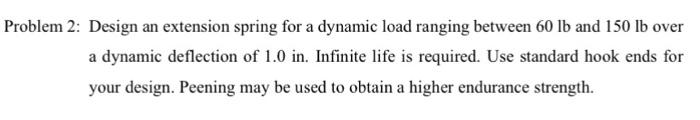 blem 2: Design an extension spring for a dynamic load | Chegg.com