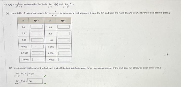 Solved Let f(x)=x3−13 and consider the limits limx→1−f(x) | Chegg.com
