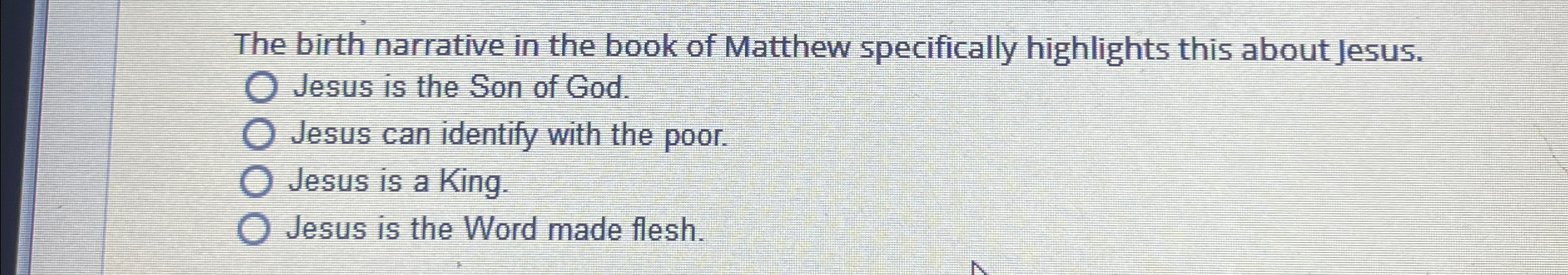 Solved The birth narrative in the book of Matthew | Chegg.com