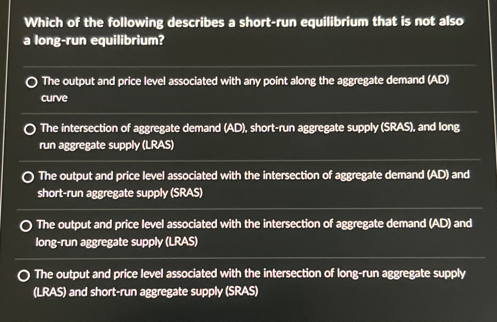 Solved Which of the following describes a short-run | Chegg.com
