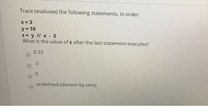 Solved Trace (evaluate) the following statements, in order: | Chegg.com