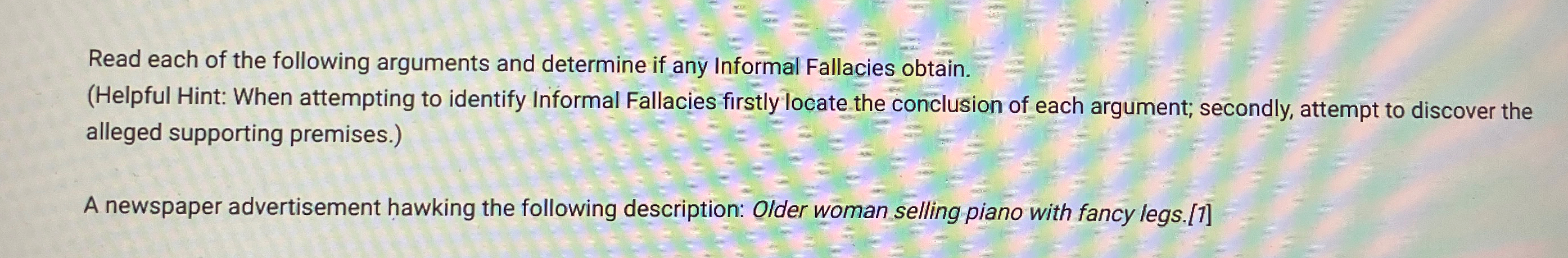 Solved Read each of the following arguments and determine if | Chegg.com