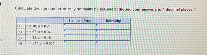 Solved Calculate the standard error. May normality be | Chegg.com
