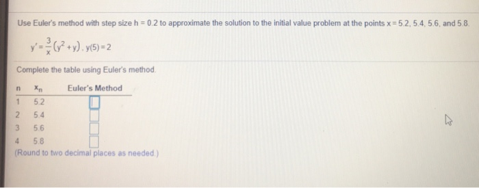 Solved Use Euler S Method With Step Size H 0 2 To