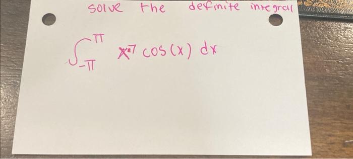 Solved solve the definite integral. lower bound negative pi | Chegg.com