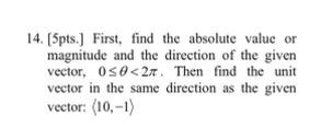 Solved 14. [5pts.] First, find the absolute value or | Chegg.com