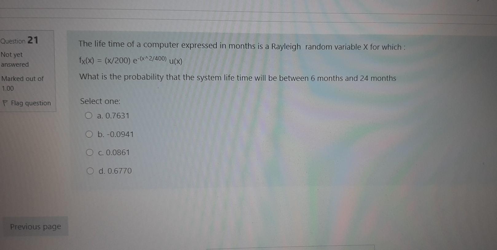 Solved on 20 Two random variables are orthogonal if et red d | Chegg.com