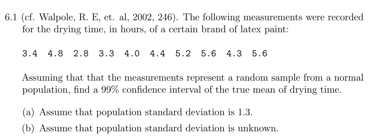 Solved 6.1 (cf. ﻿Walpole, R. ﻿E, ﻿et. ﻿al, 2002, 246). ﻿The | Chegg.com