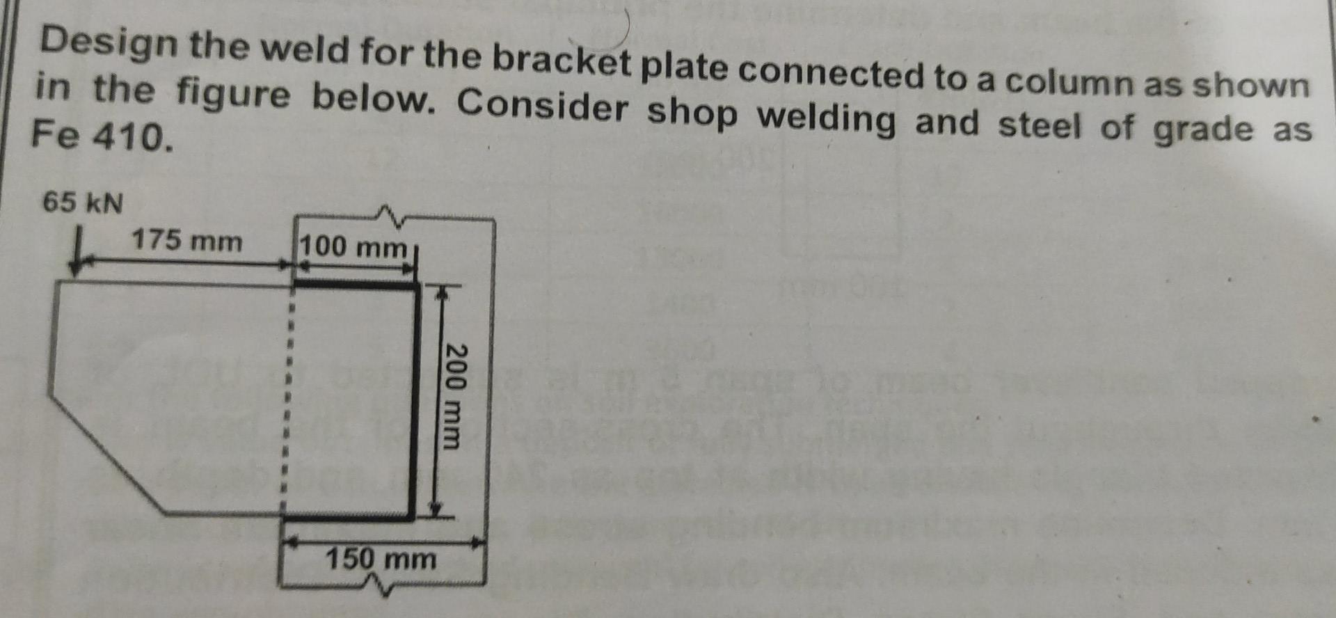 Solved Design the weld for the bracket plate connected to a | Chegg.com