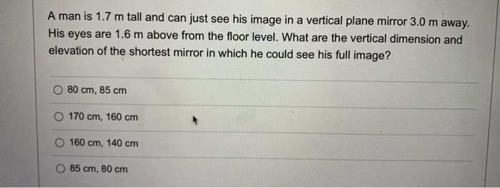 Solved A man is 1.7 m tall and can just see his image in a | Chegg.com