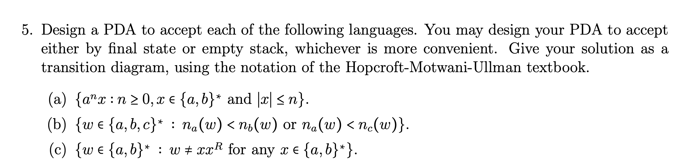 Solved Design a PDA to accept each of the following | Chegg.com
