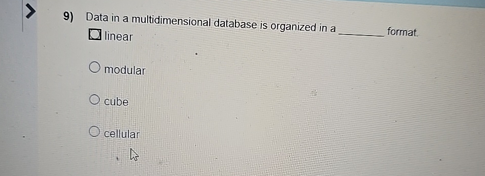 Solved Data in a multidimensional database is organized in | Chegg.com